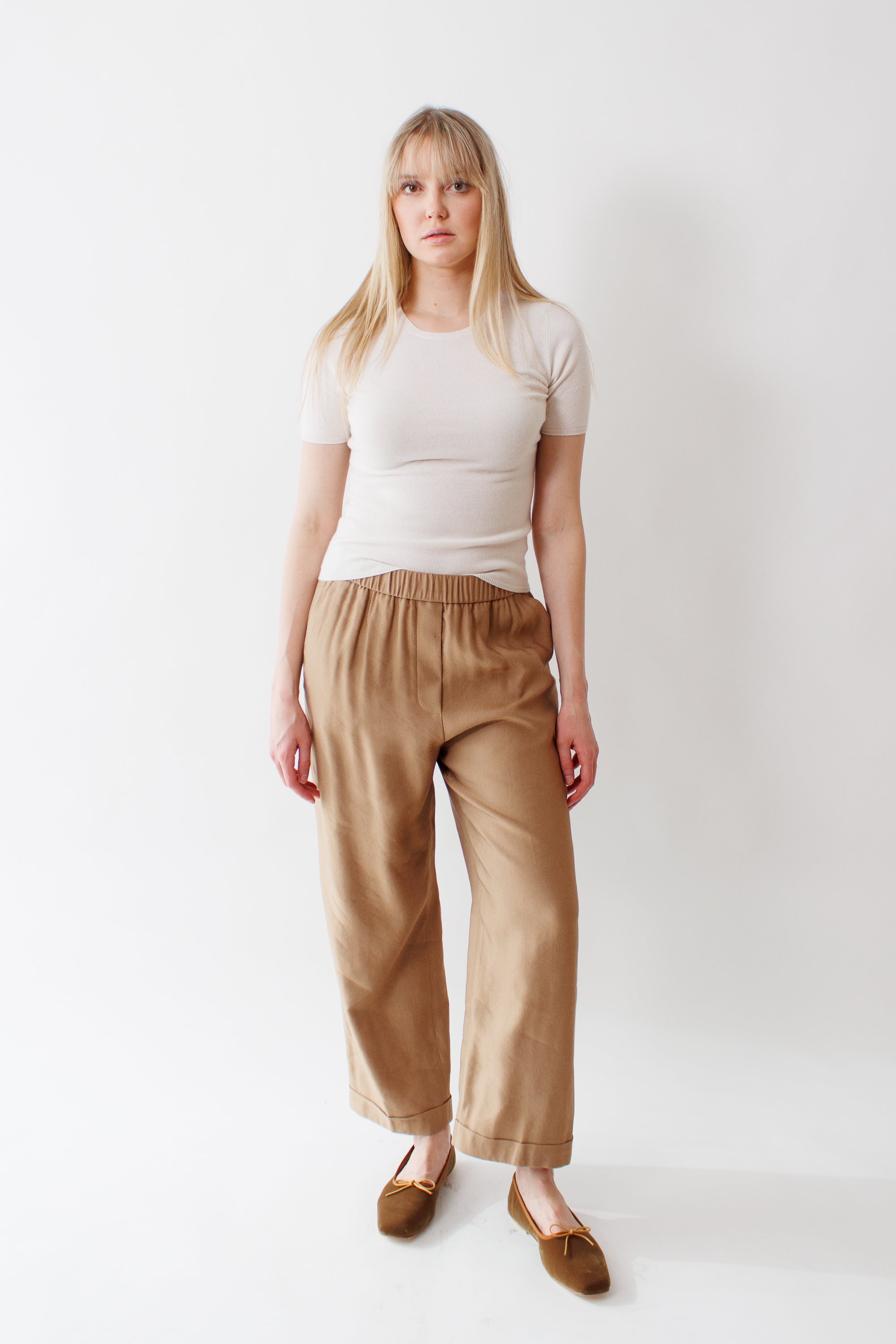 Peserico Shiny Linen Viscose Gabardine Palazzo Pant – grethen house