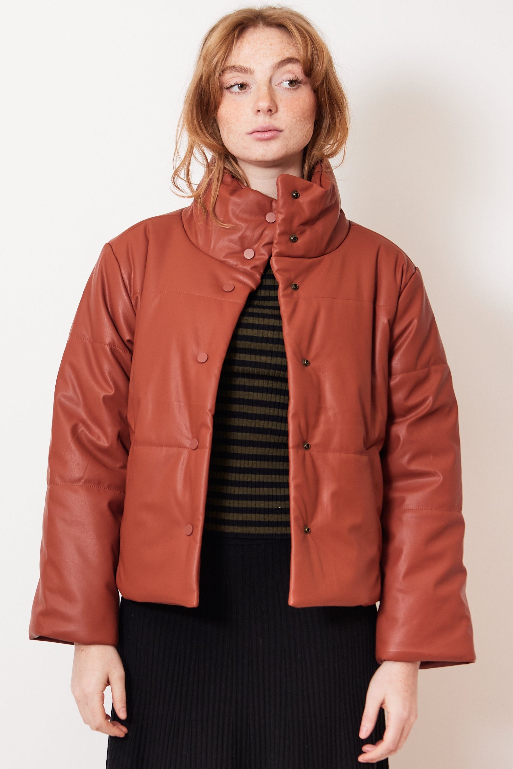 Lilla P Faux Leather Channel Quilted Jacket – grethen house